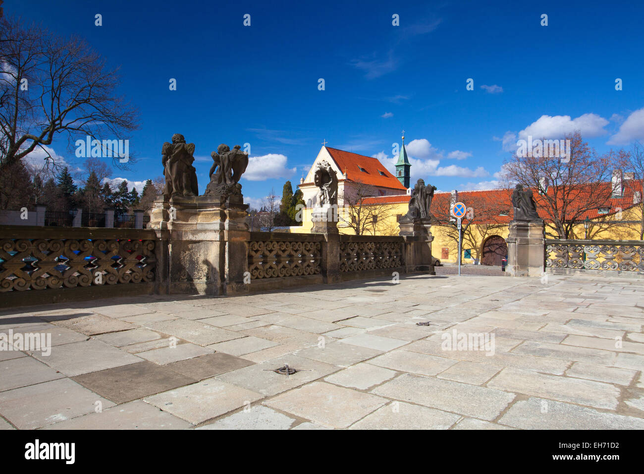 Cobblestone square in front of Loreta and Capuchin monastery - Hradcany ...