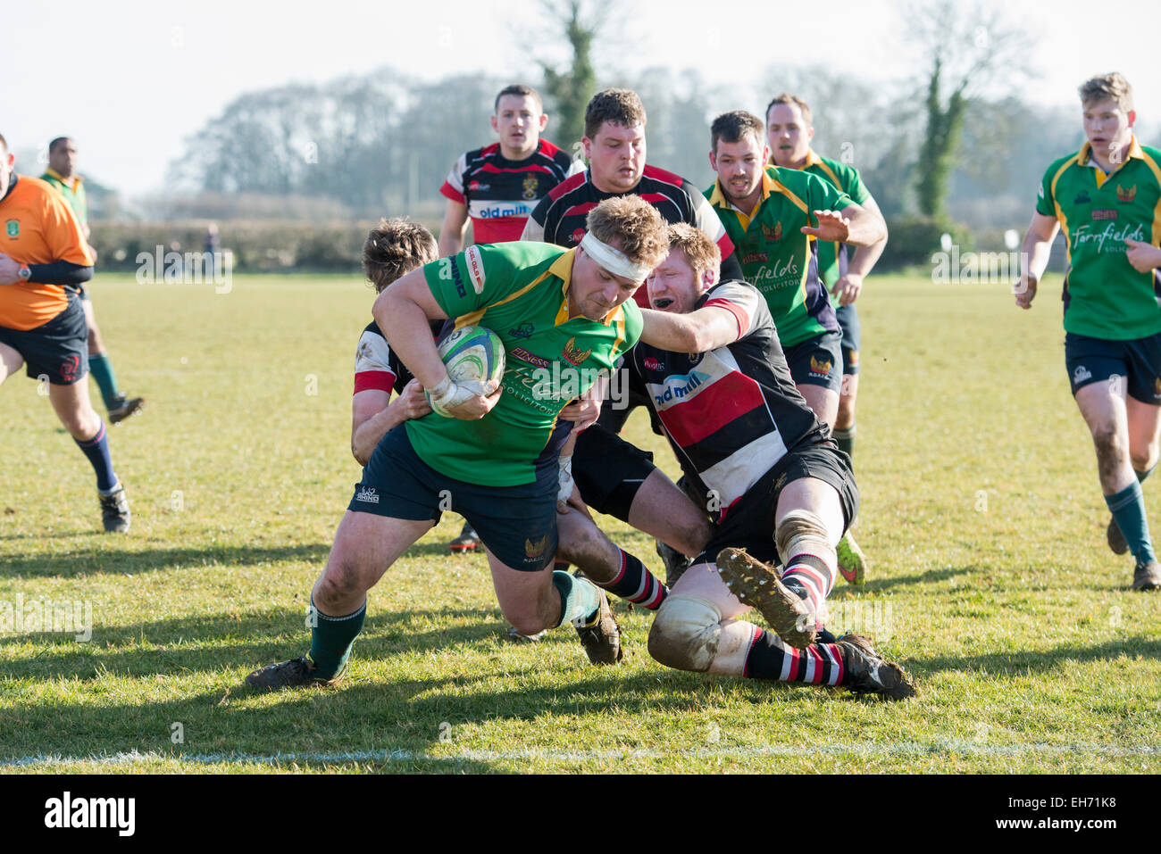 Rugby player scoring try - Dorset - England Stock Photo - Alamy