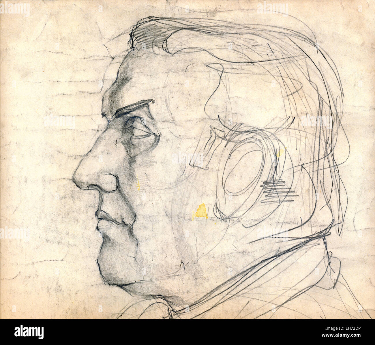 An hand drawn illustration, Pencil technique on paper. Human Face, Man ...