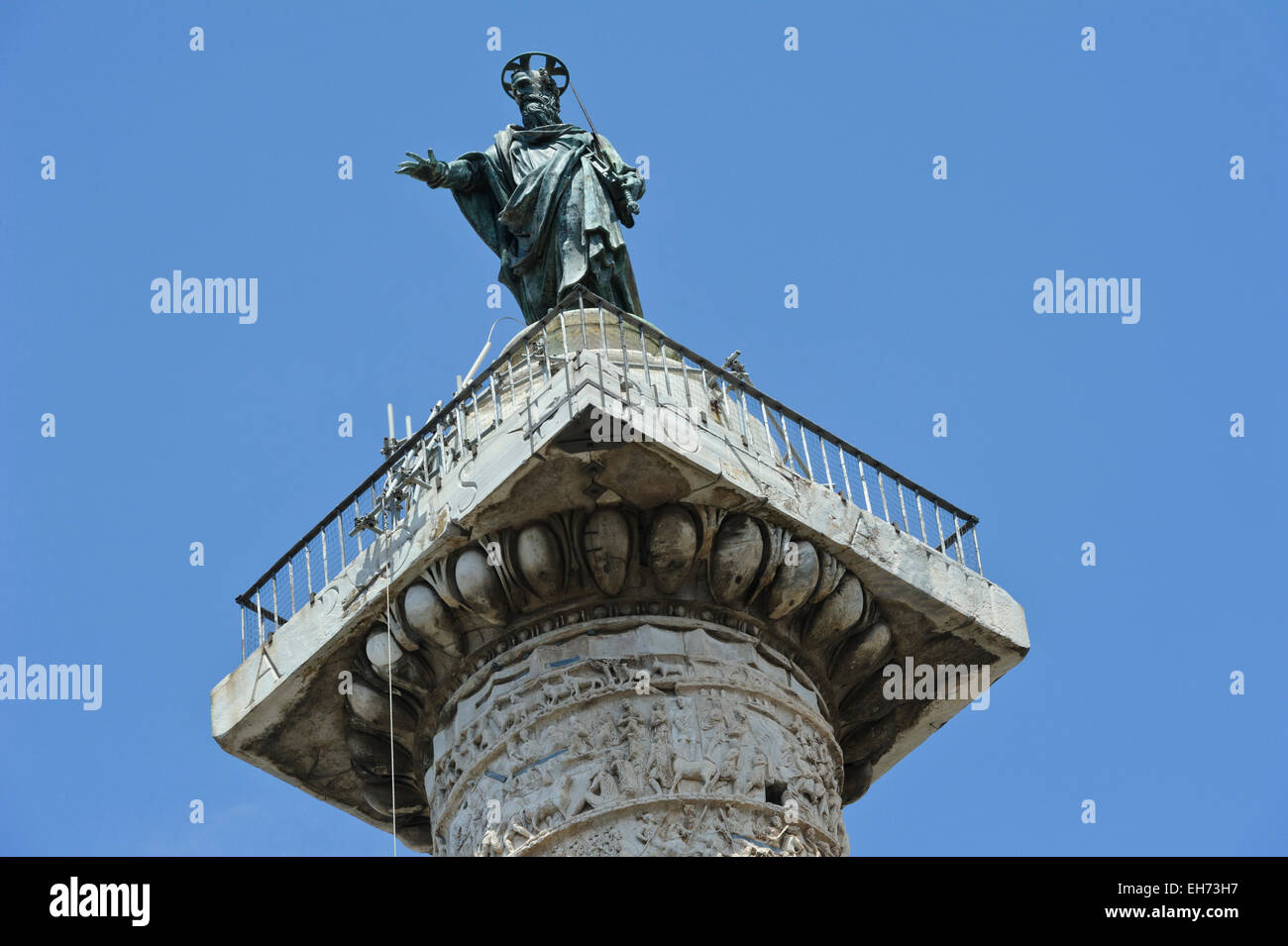A bronze statue of the apostle St. Paul Stone and carvings of Roman ...