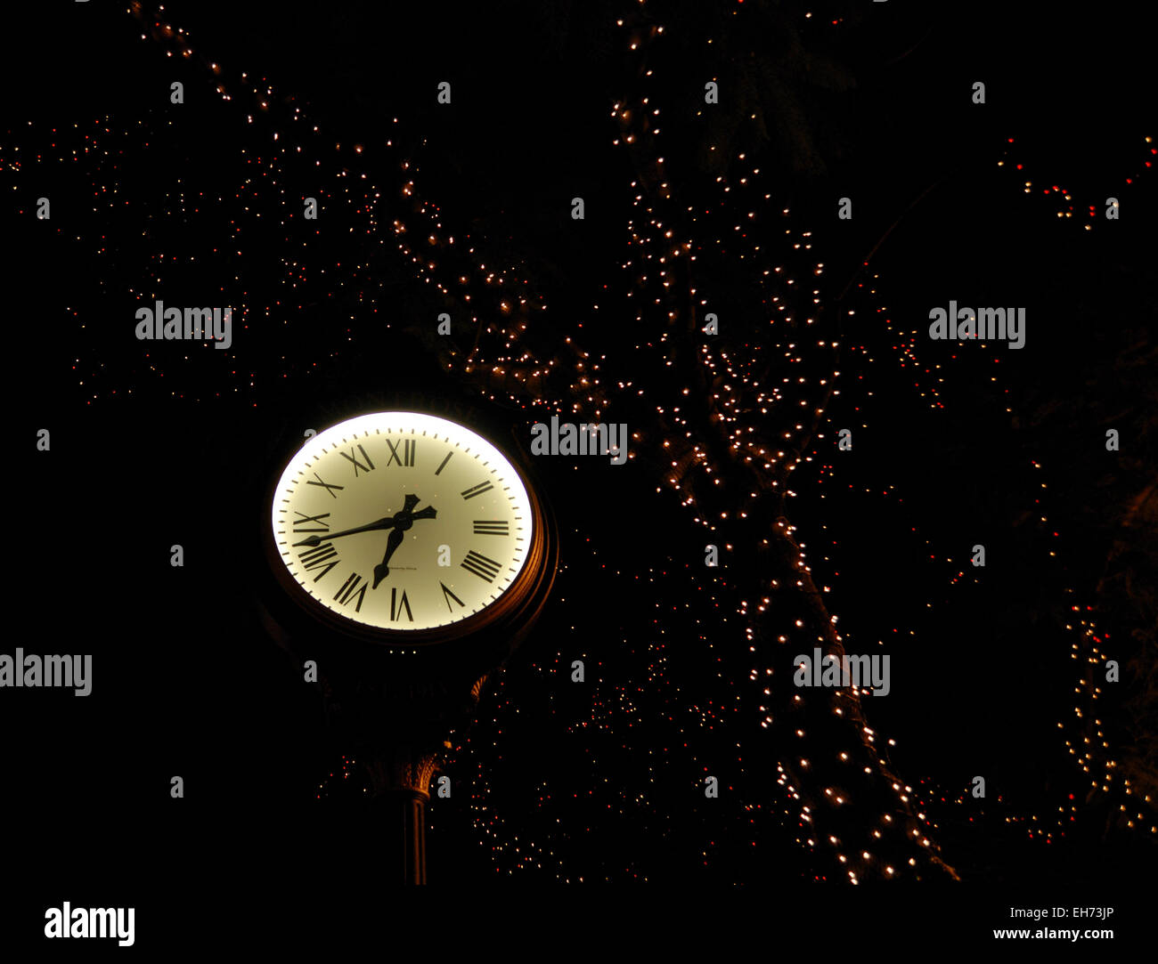 Clock and Lights Stock Photo - Alamy
