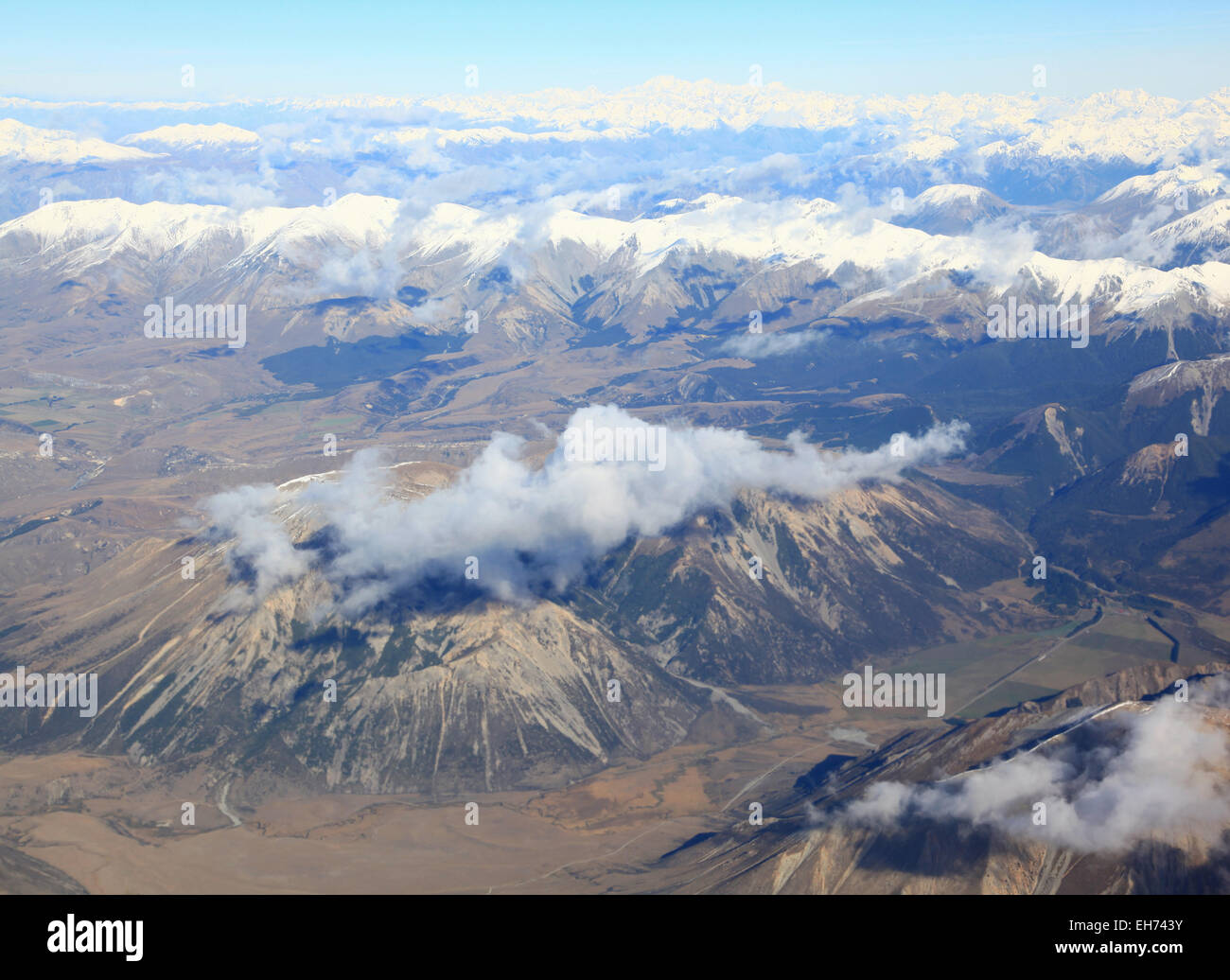 landscape of southern alpine alps New Zealand from top view Stock Photo ...