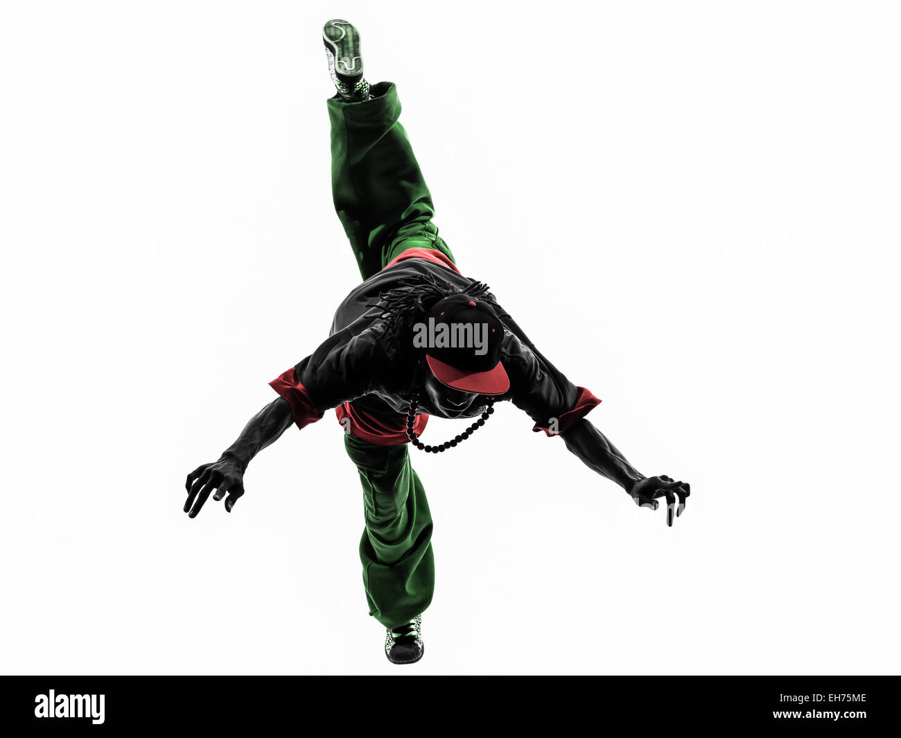 one hip hop acrobatic break dancer breakdancing young man jumping ...