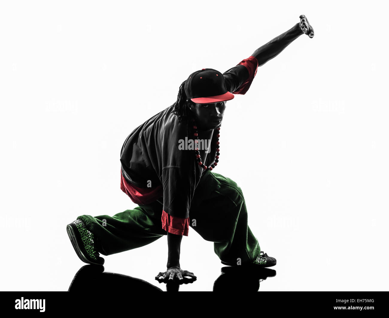 one hip hop acrobatic break dancer breakdancing young man silhouette ...