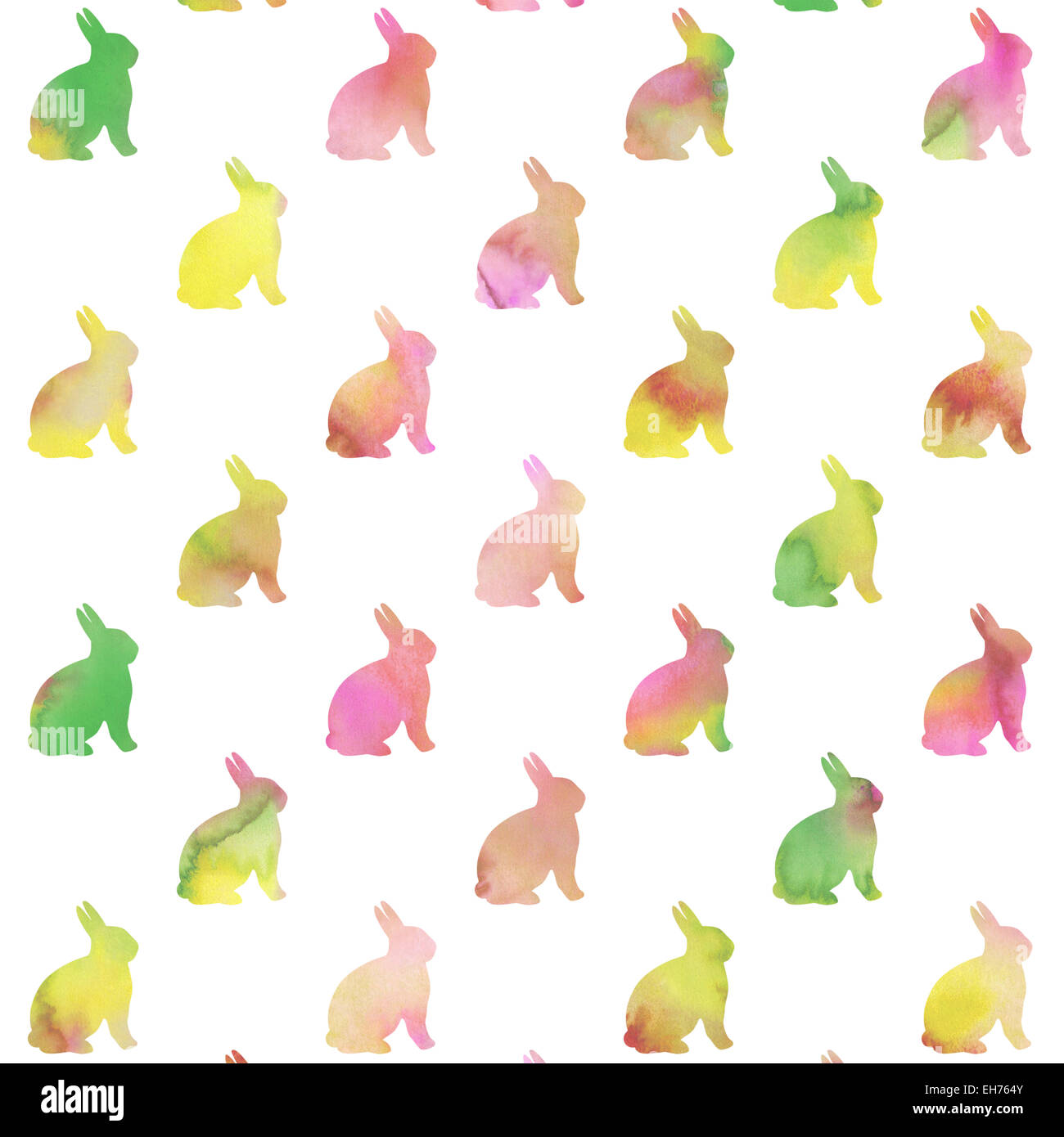 Watercolor Purple Pink Green Bunnies Background Bunny Pattern Texture ...