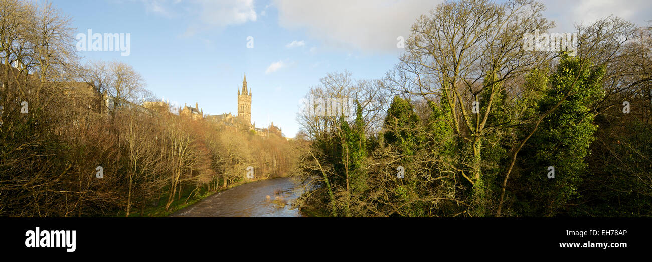 The River kelvin at Kelvingrove Park below the University of Glasgow ...