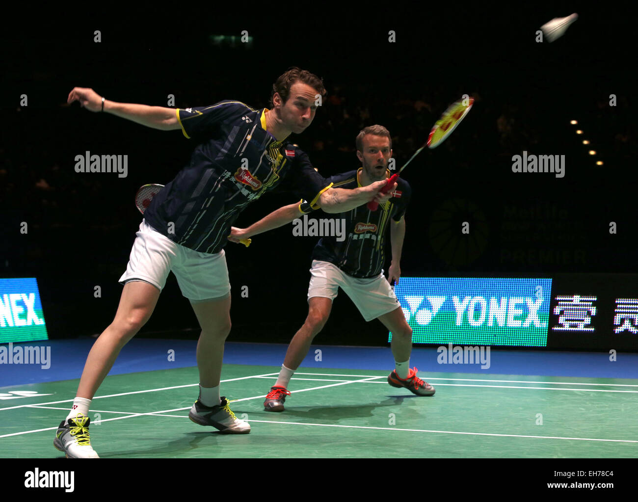 Birmingham, Britain. 8th Mar, 2015. Mathias Boe (L) and Carsten ...