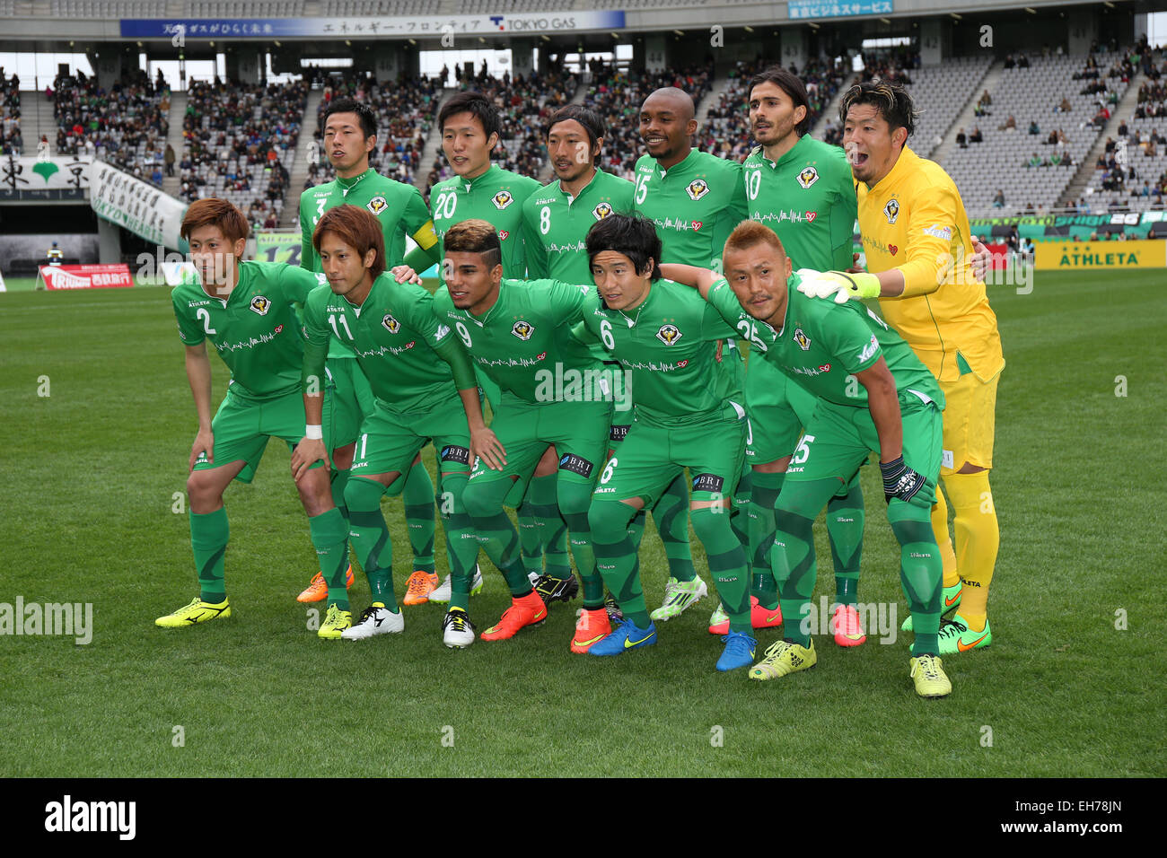 Tokyo, Japan. 8th Mar, 2015. Tokyo Verdy team group line-up Football ...