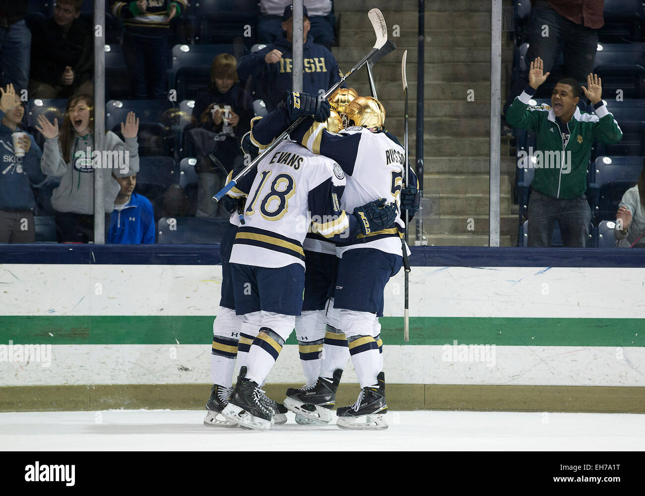 The Series. 08th Mar, 2015. Notre Dame players celebrate goal by center ...
