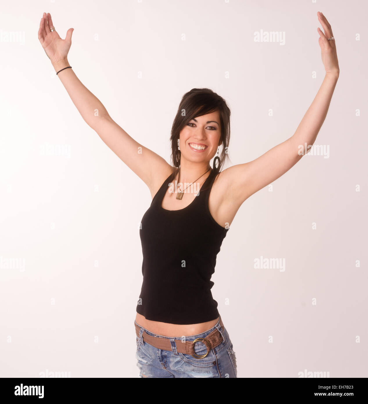 A colorful representation of woman reaching up excited and happy Stock ...