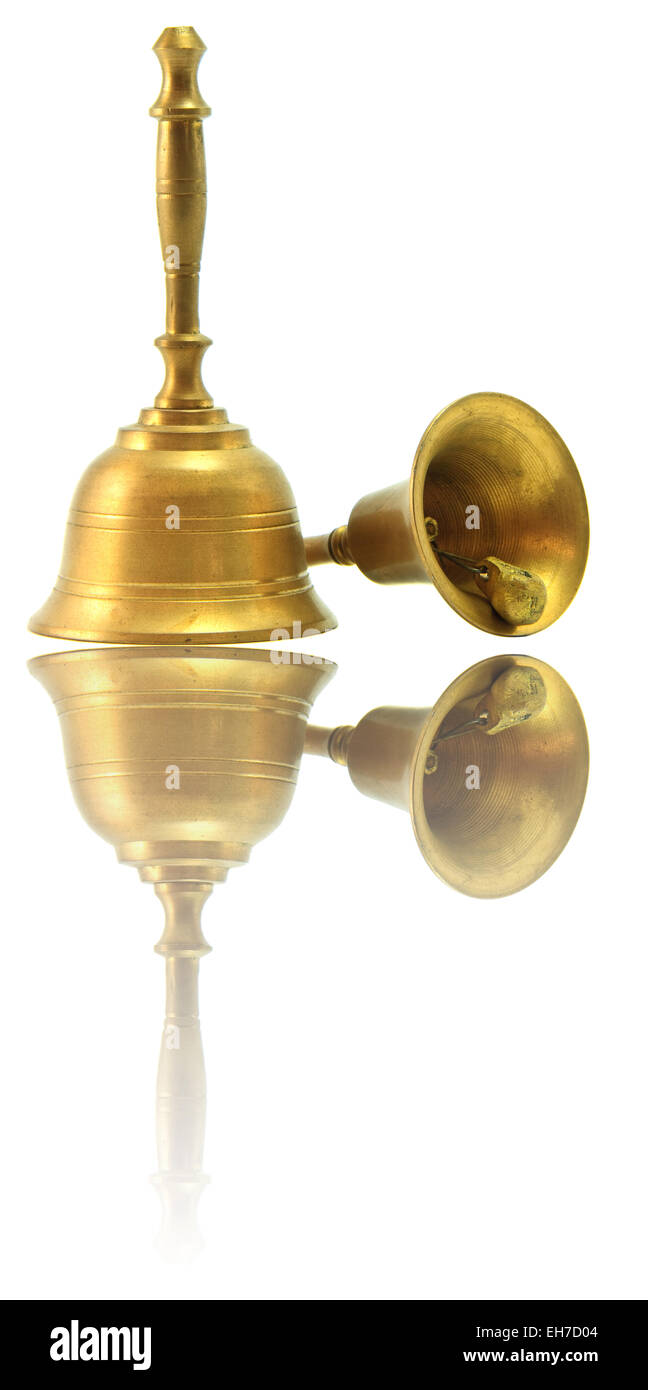 hand Bell Isolated on White with its reflection Stock Photo - Alamy