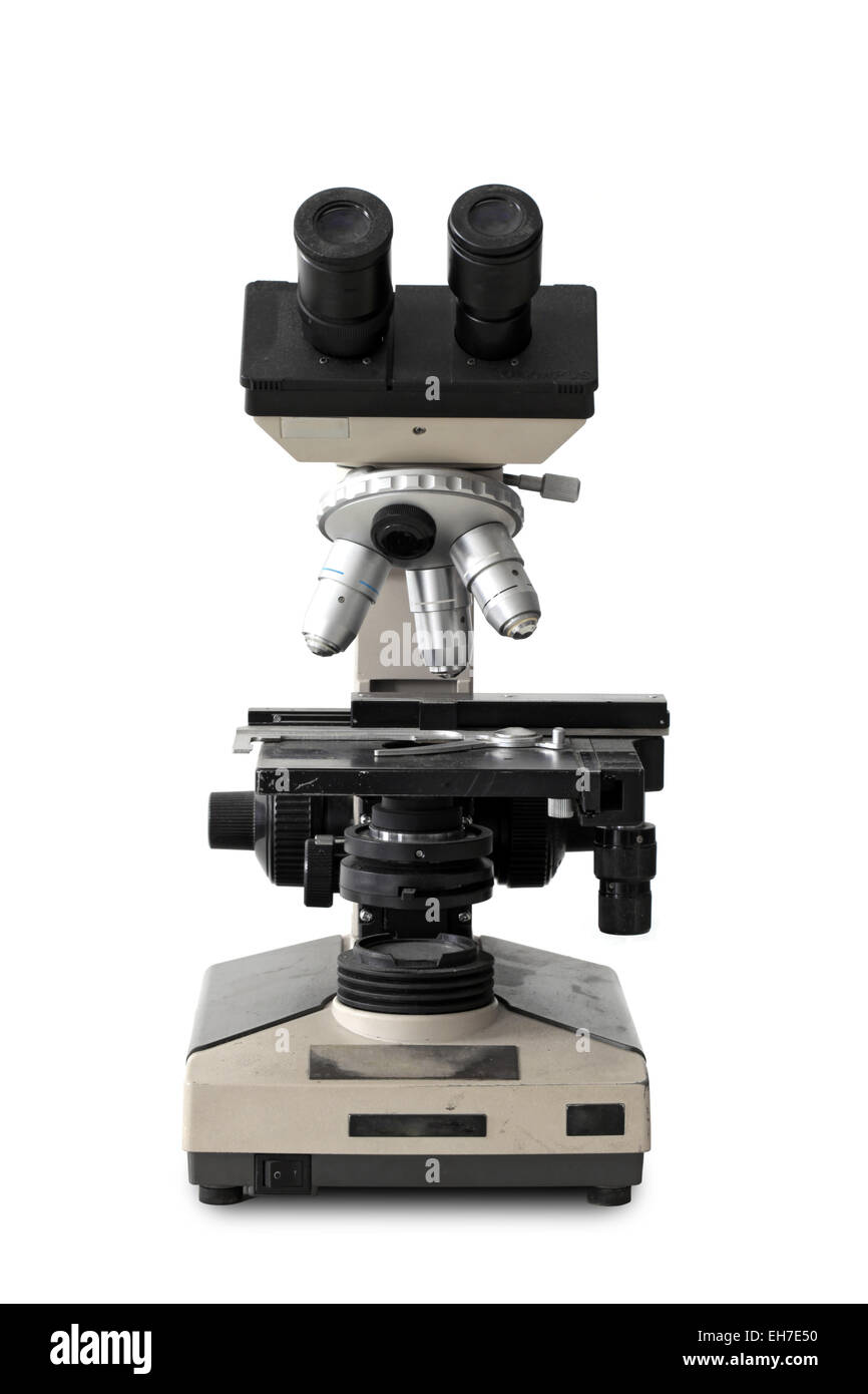 Microscope isolated on white background Stock Photo - Alamy