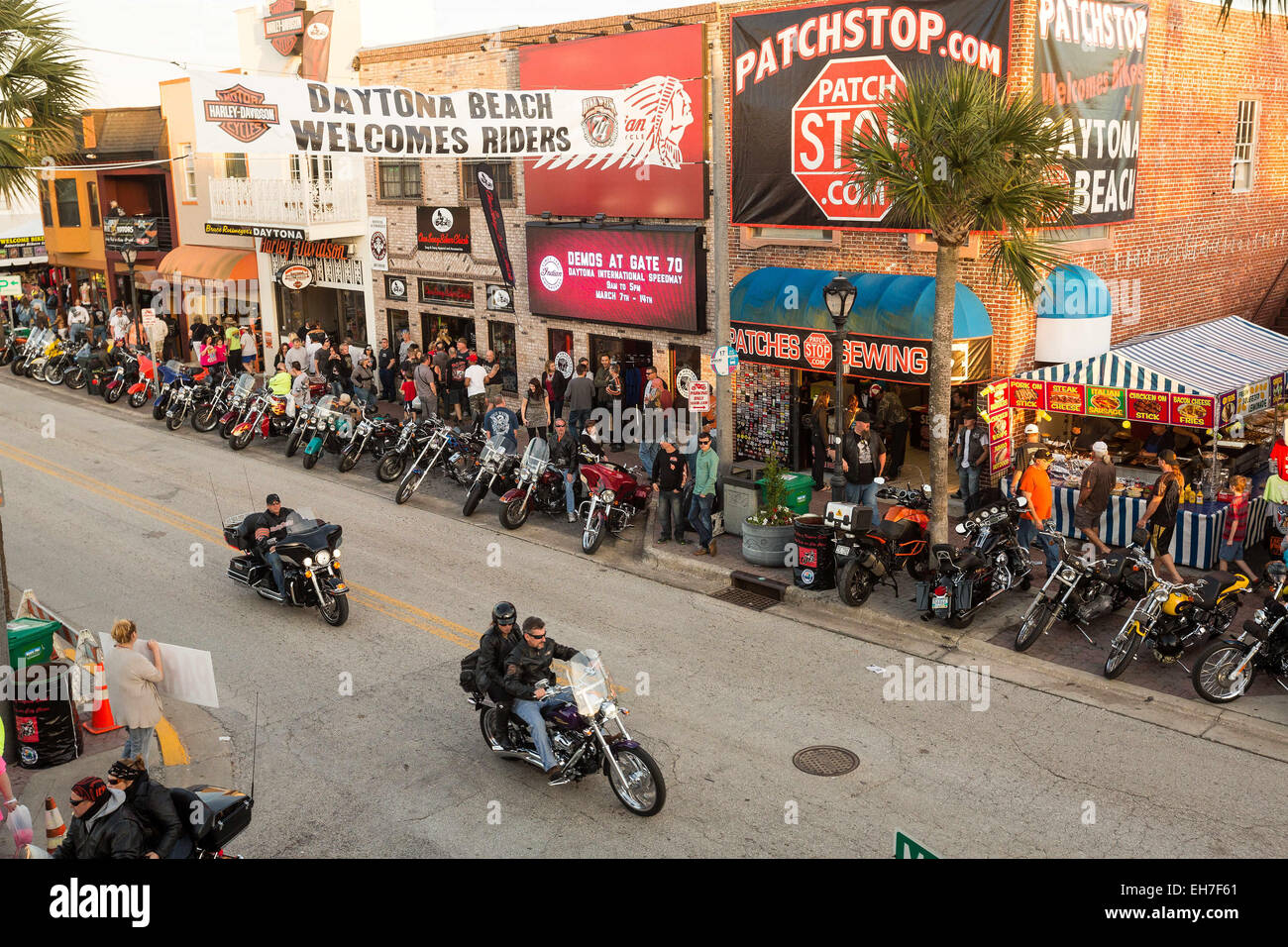 Daytona Beach, FL, USA. 8th Mar, 2015. Bikers ride down Main Street ...