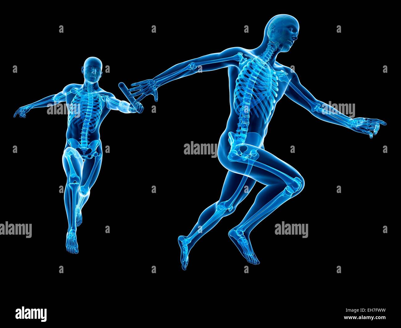 Person passing relay baton, artwork Stock Photo - Alamy