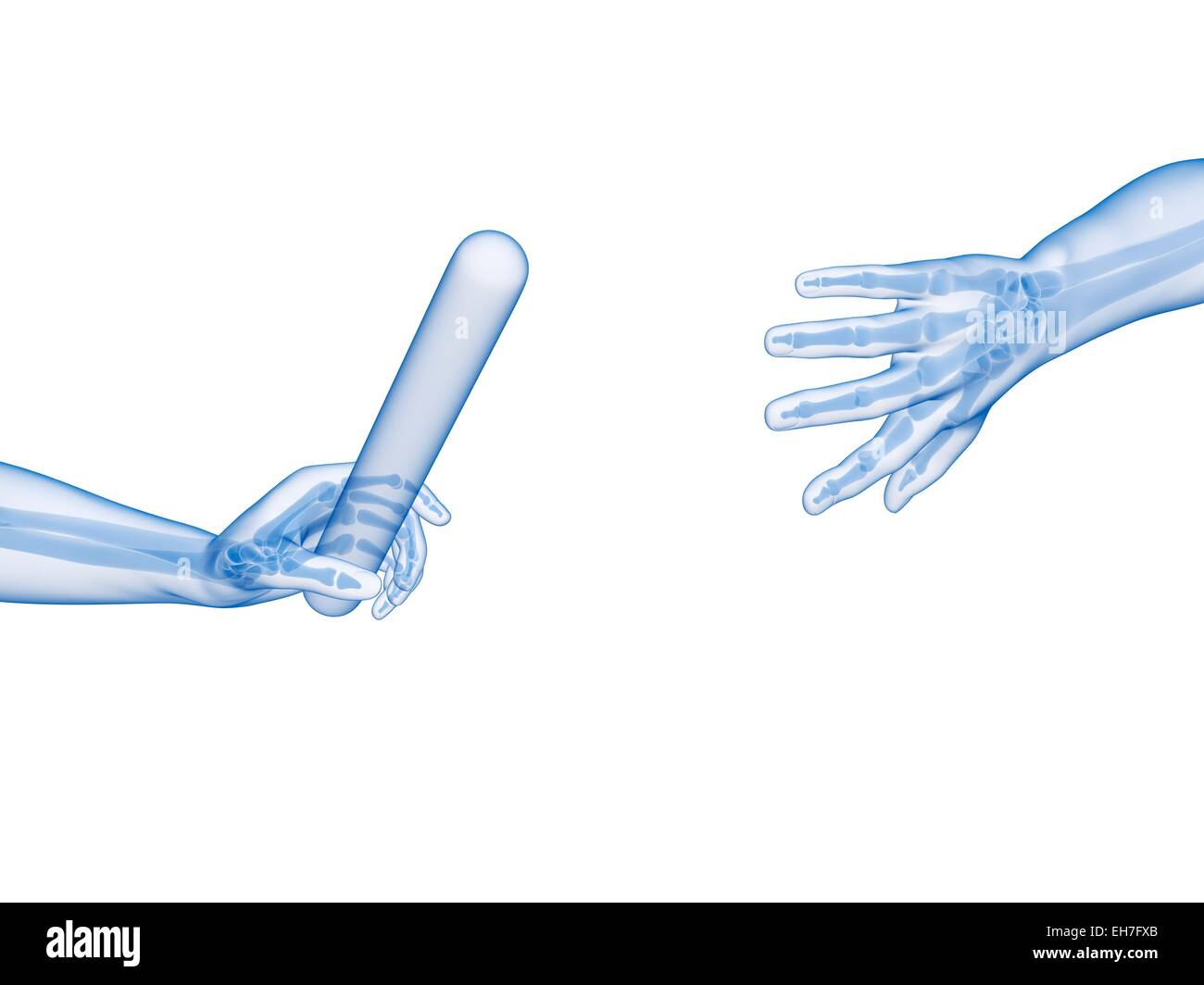 Human hand passing relay baton, artwork Stock Photo - Alamy