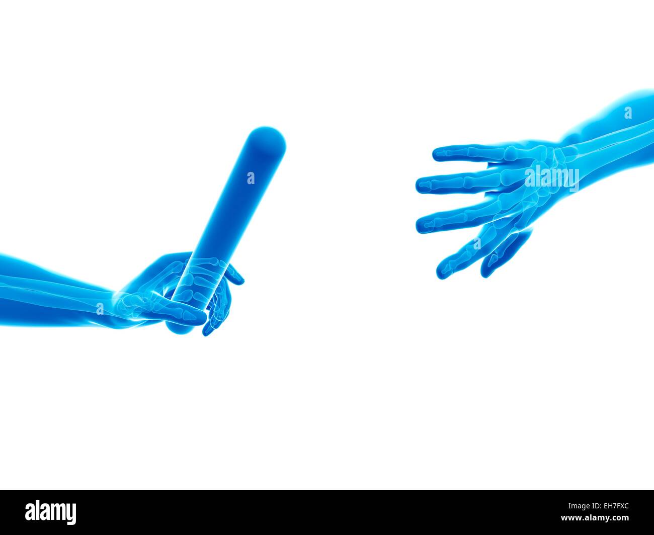 Human hand passing relay baton, artwork Stock Photo - Alamy