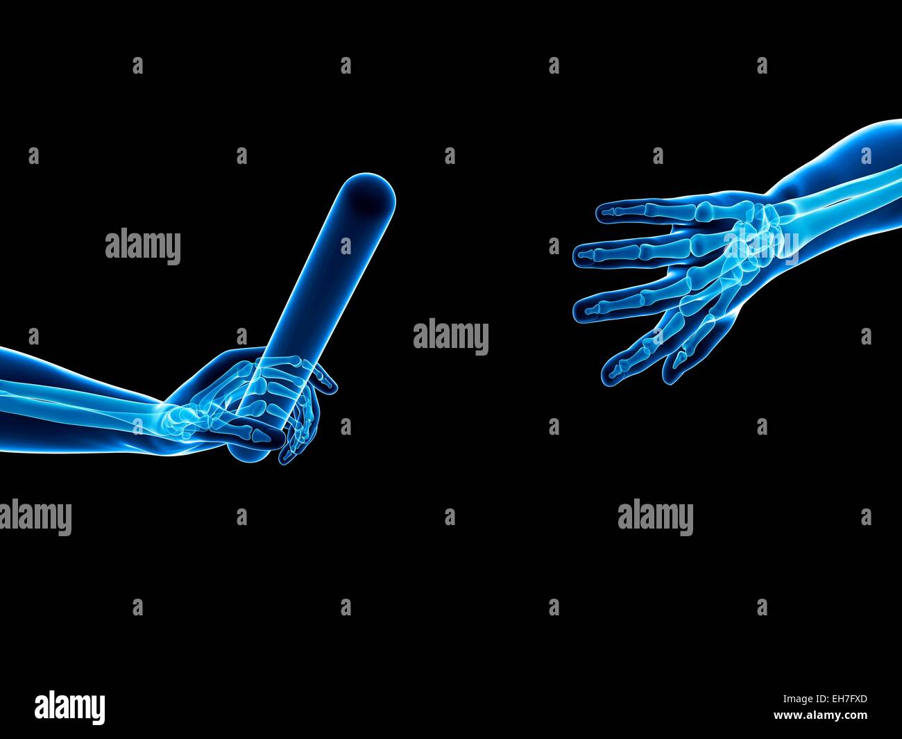 Human hand passing relay baton, artwork Stock Photo - Alamy