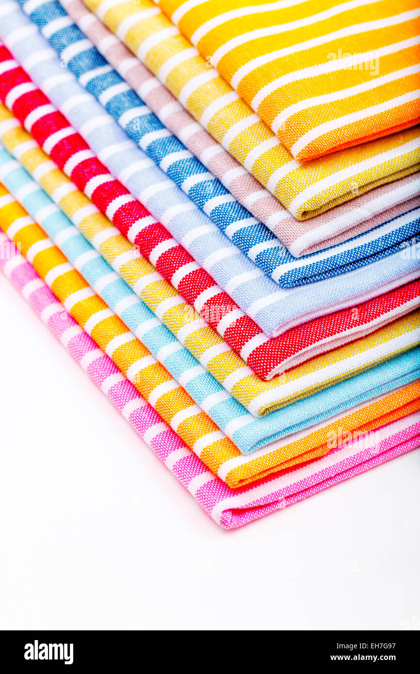 Stack of tea towels Stock Photo - Alamy