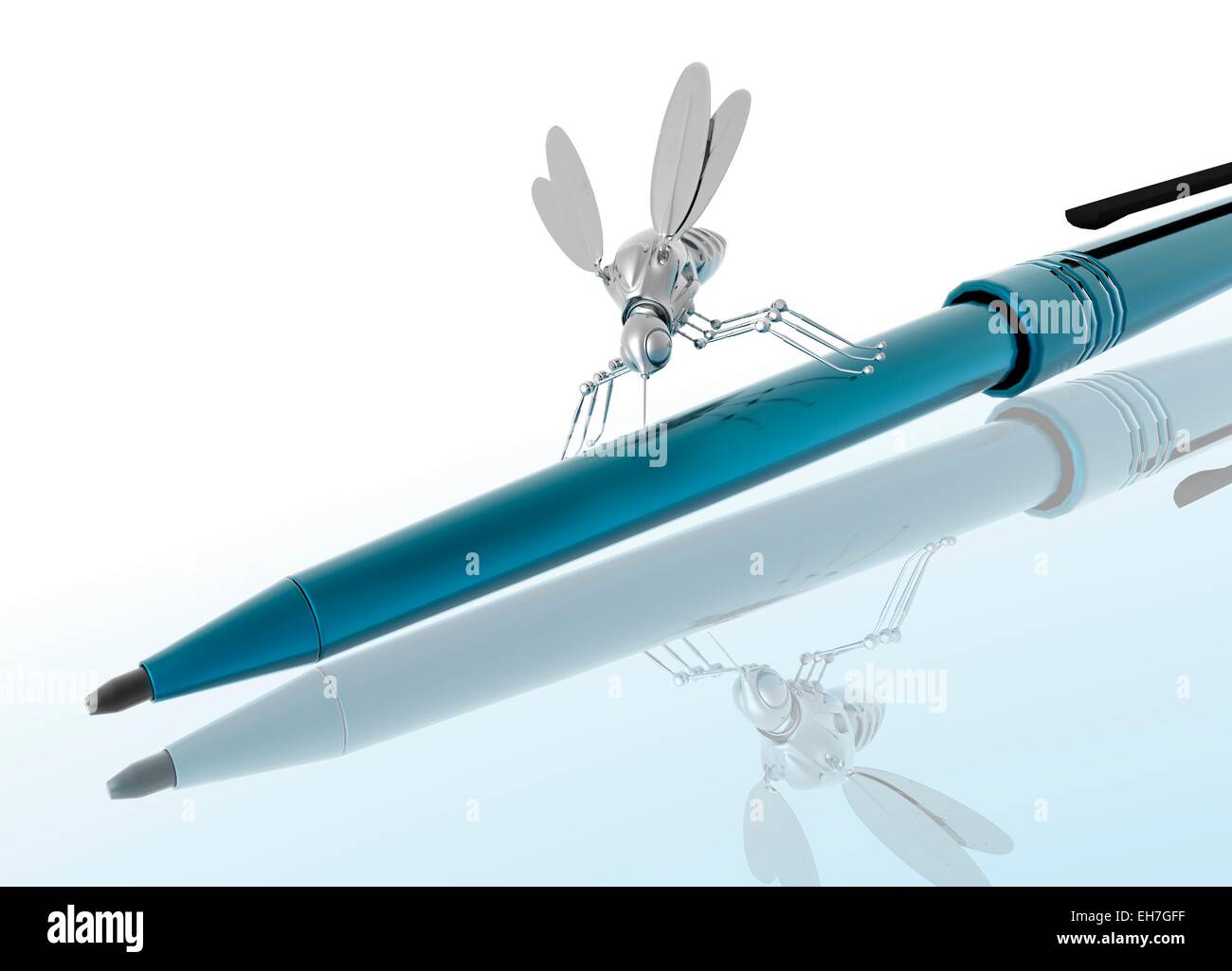 Pen with nano bug, artwork Stock Photo - Alamy