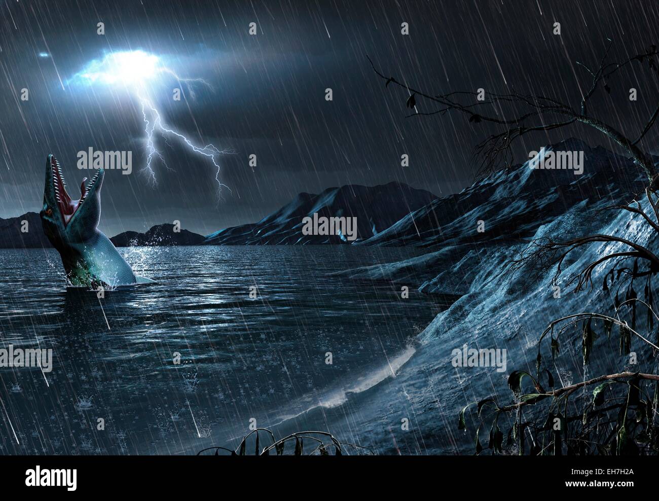 Artwork of a mosasaur Stock Photo - Alamy