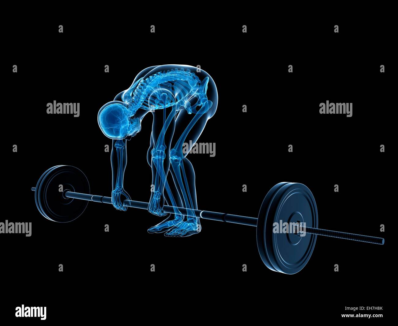 Weight lifting, incorrect posture Stock Photo - Alamy