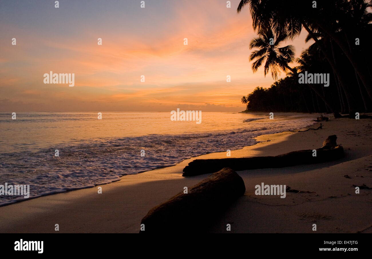 The beach on the tropical island. Dawn. Indonesia. Indian Ocean Stock ...