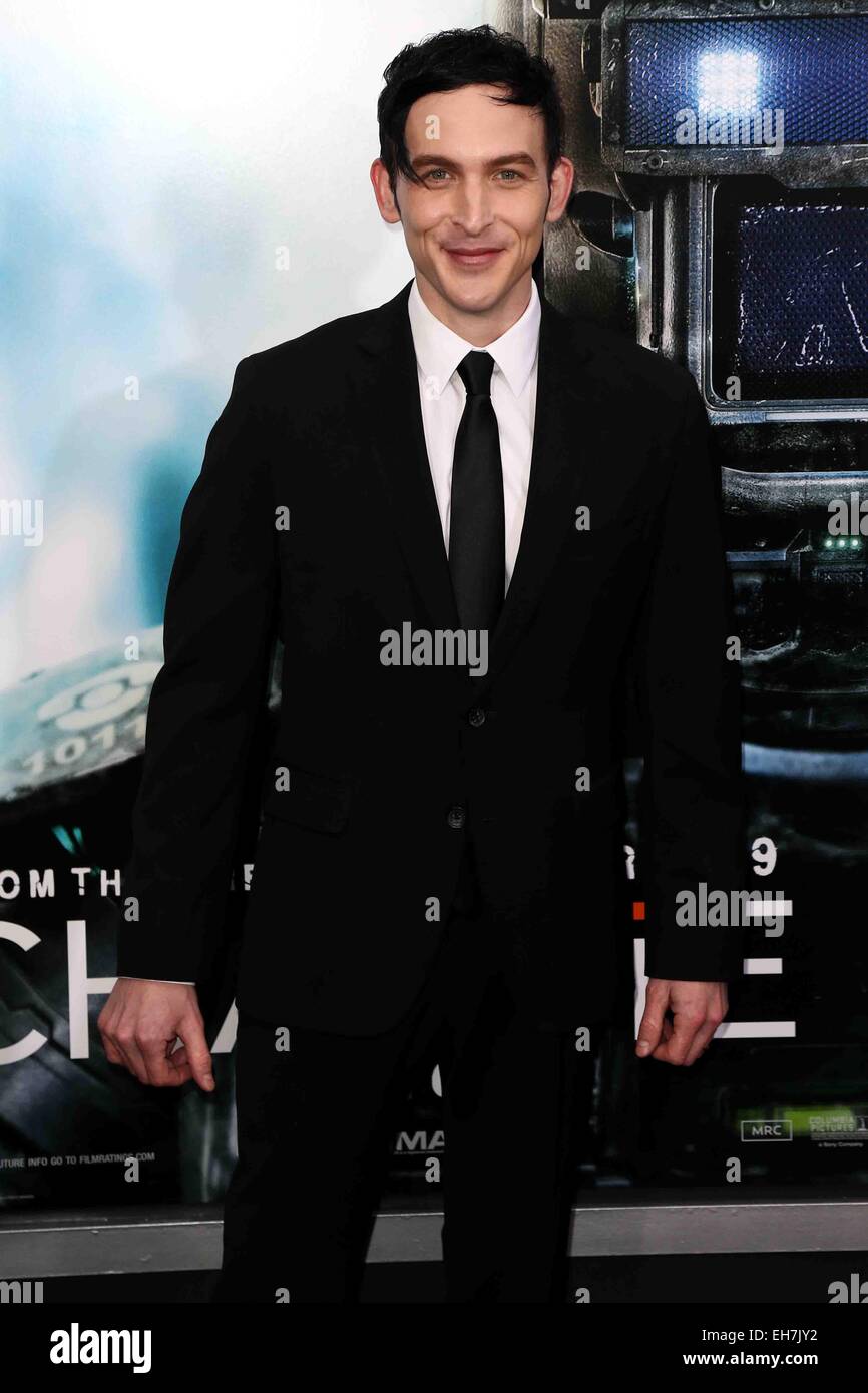 Actor Robin Lord Taylor attends the premiere of "Chappie" at AMC Loews ...
