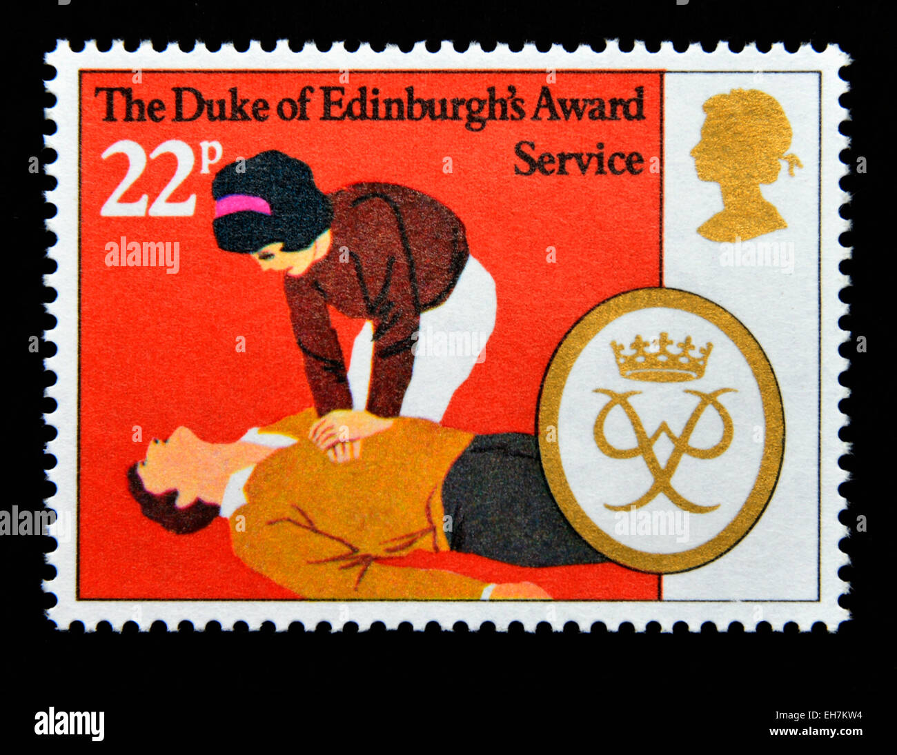 Postage stamp. Great Britain. Queen Elizabeth II. 1981. 25th ...