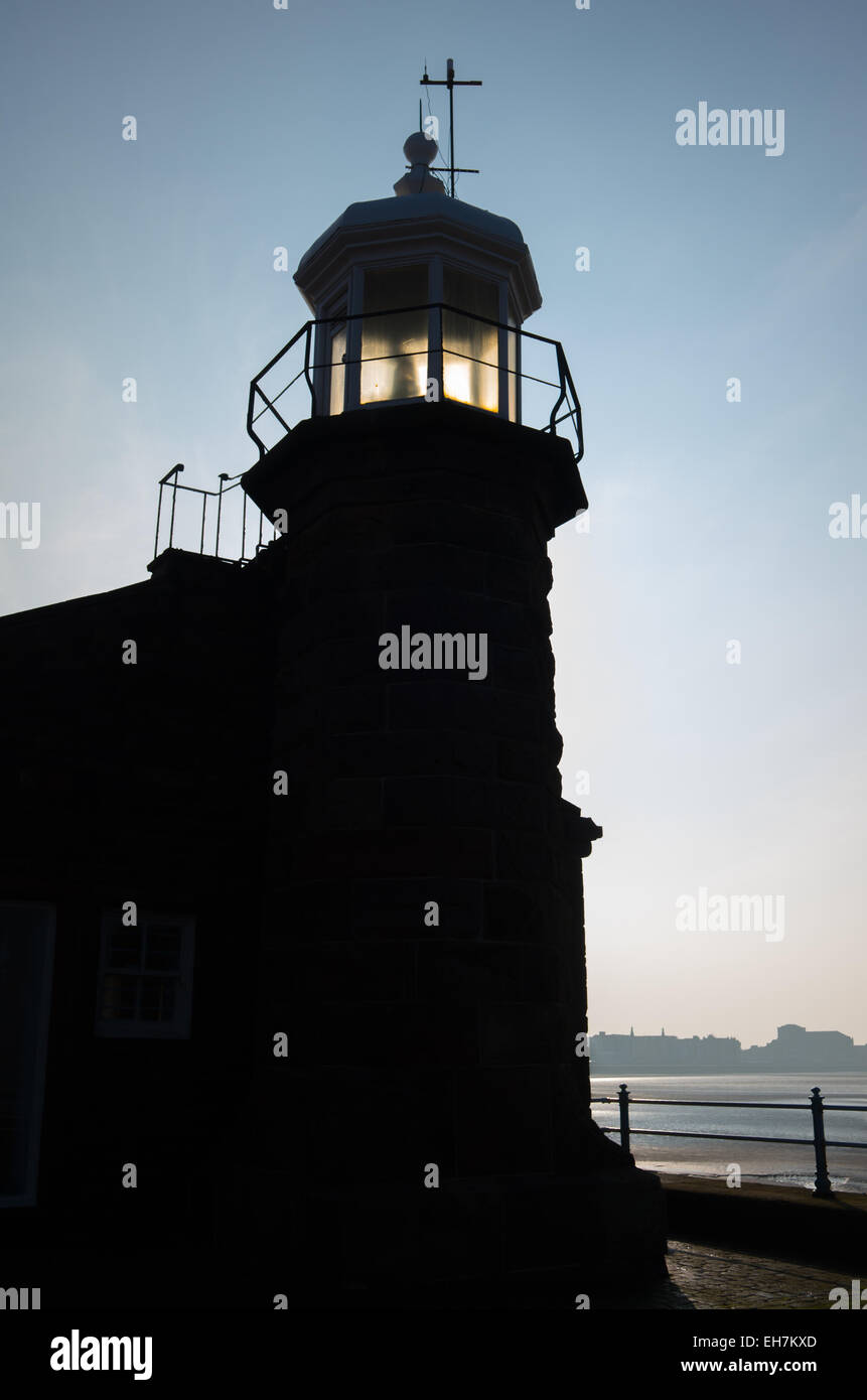 The old Lighthouse on the Stone Jetty at Morecambe on the Irish Sea ...
