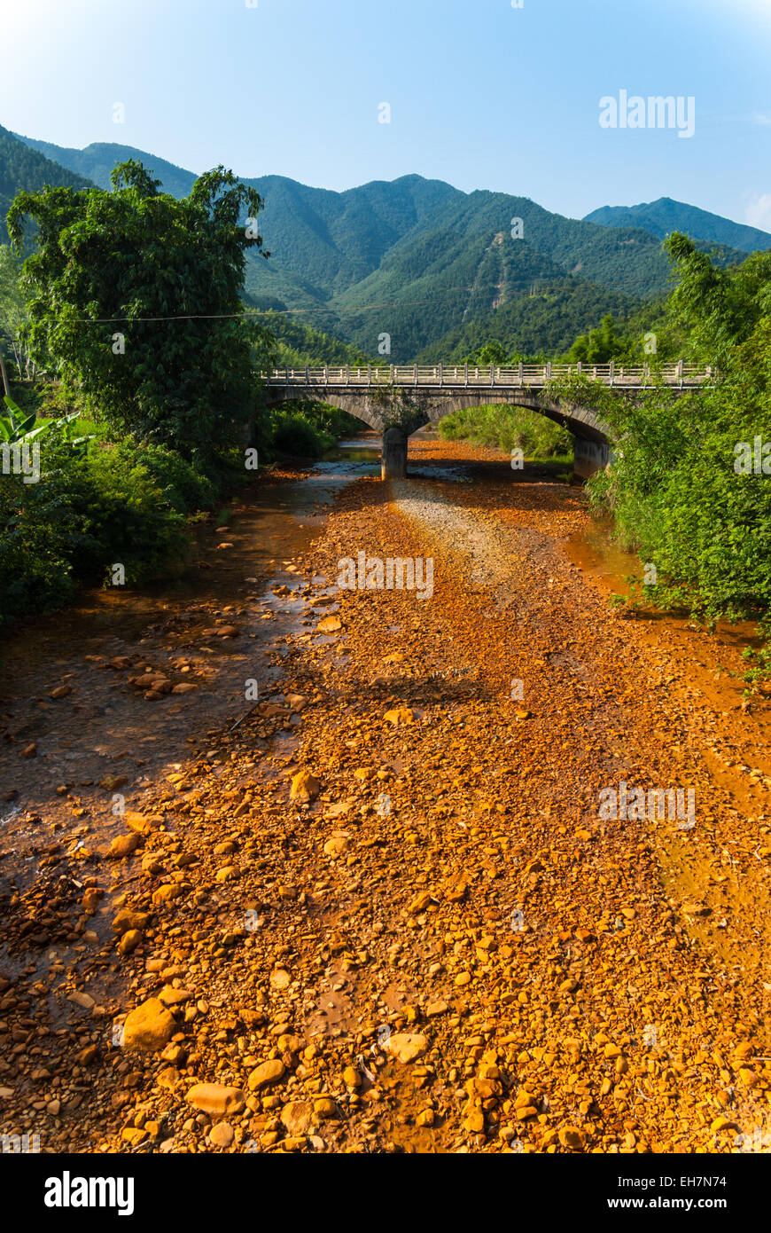 River polluted with acidic drainage water from Dabaoshan Mine ...