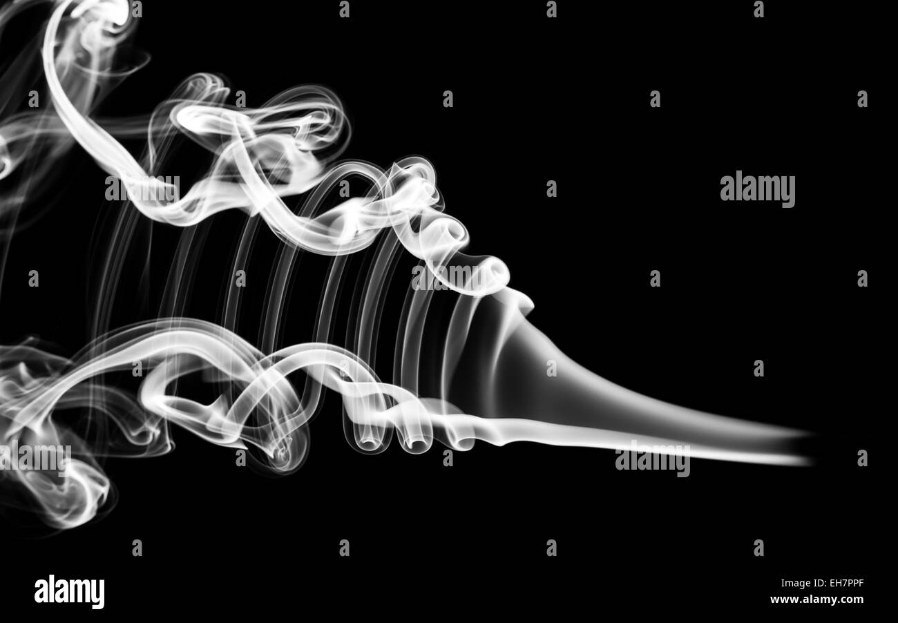 White abstraction: smoke pattern with curves on black Stock Photo - Alamy