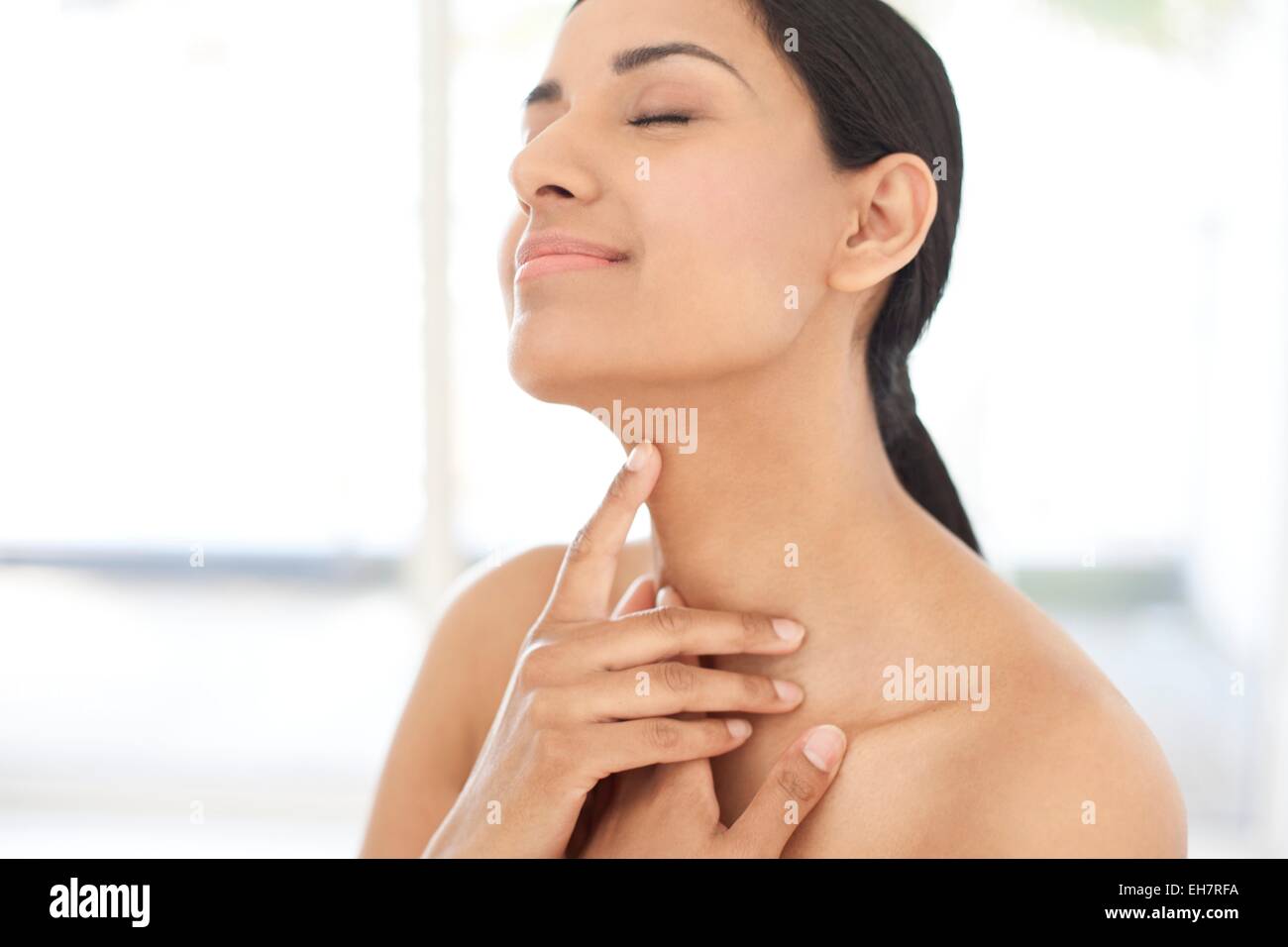 Neck finger hi-res stock photography and images - Alamy