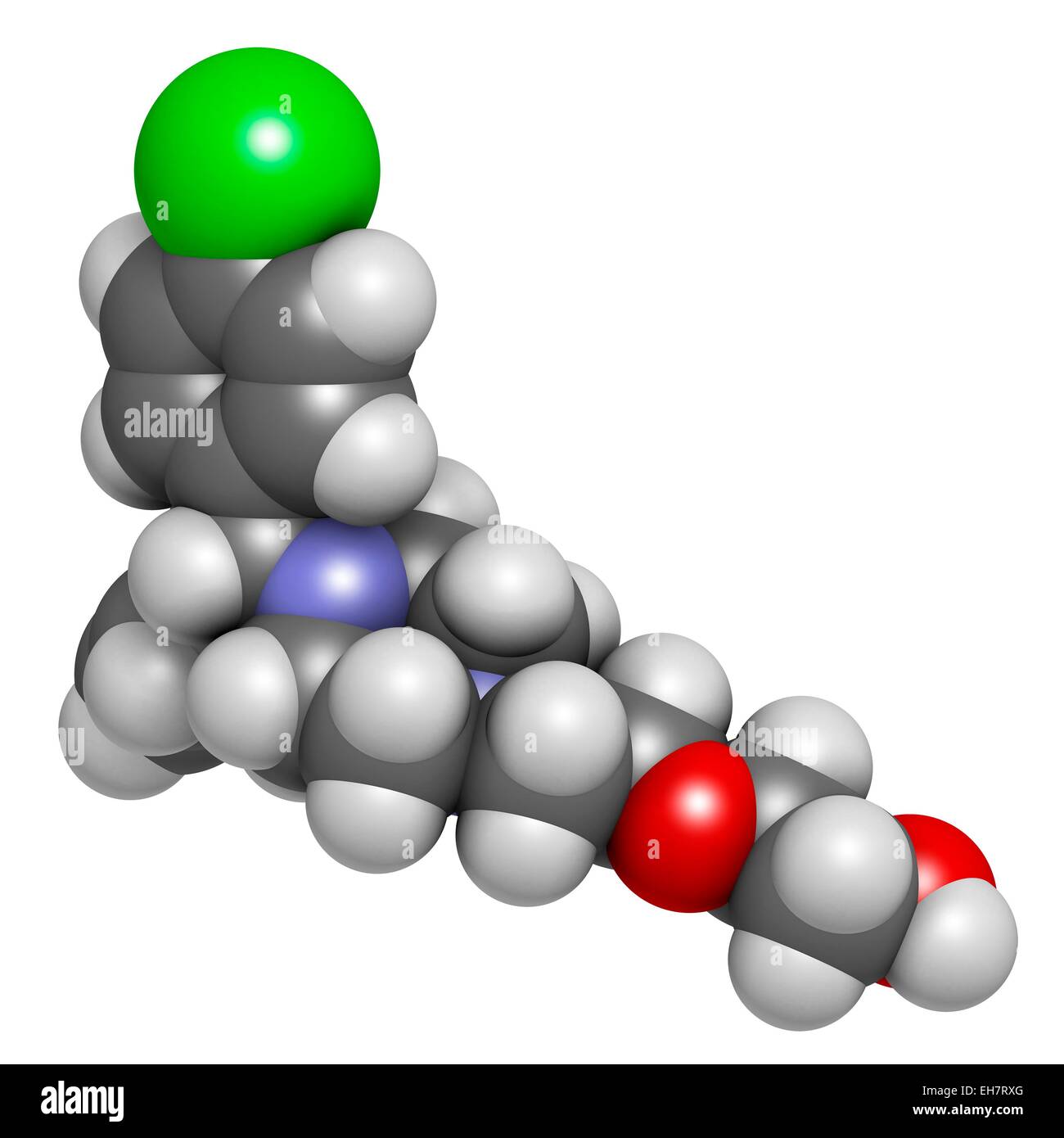 Hydroxyzine antihistamine drug molecule Stock Photo - Alamy