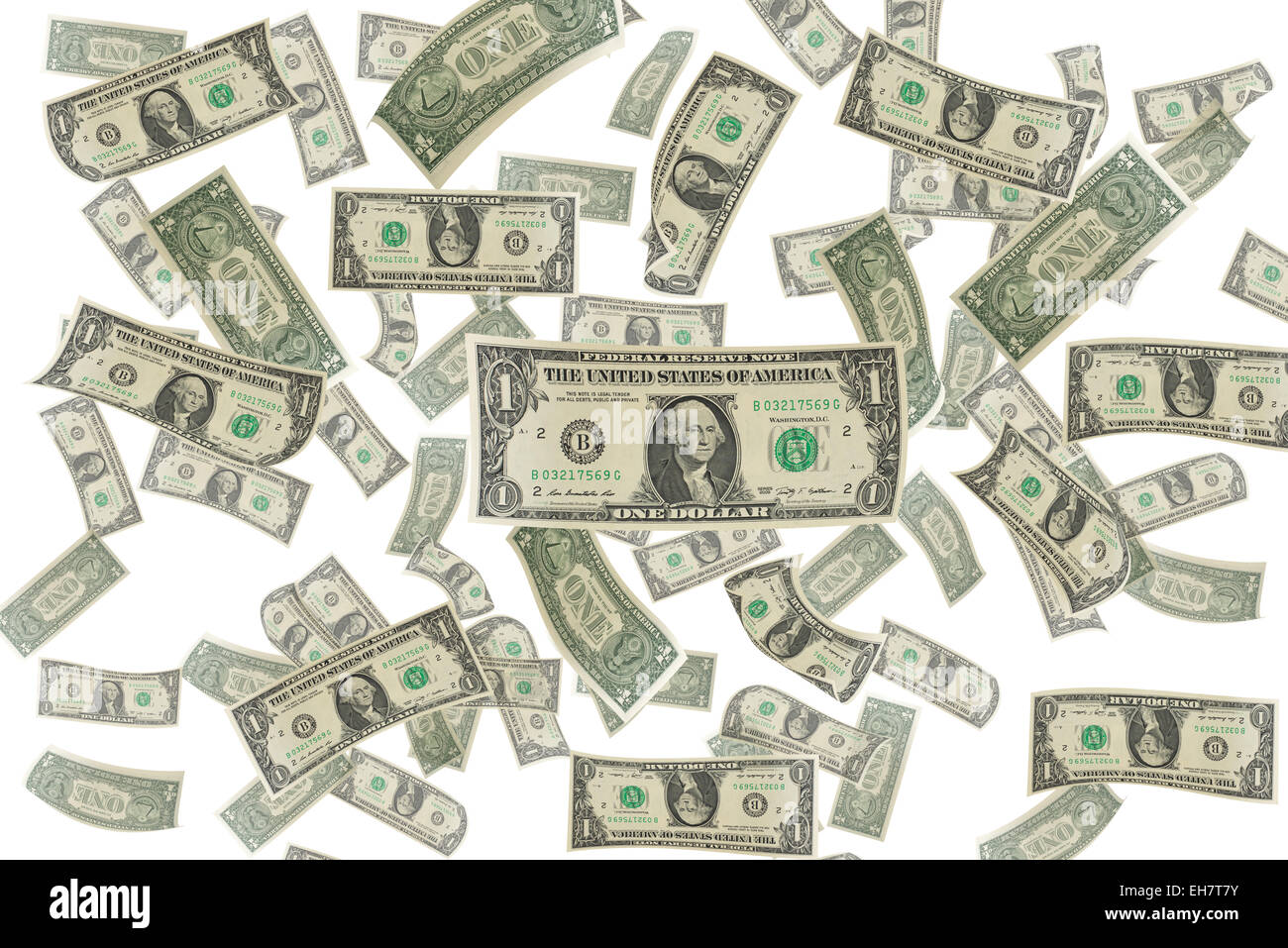 dollar bills on white background Stock Photo - Alamy