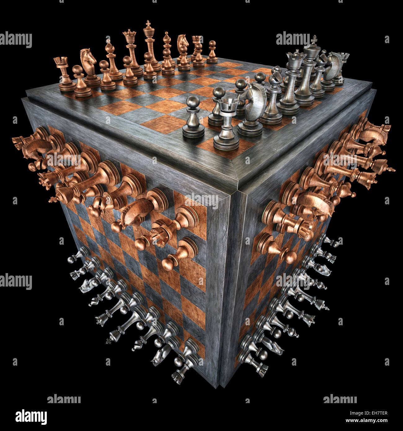 Chess board in a cube shape, illustration Stock Photo - Alamy