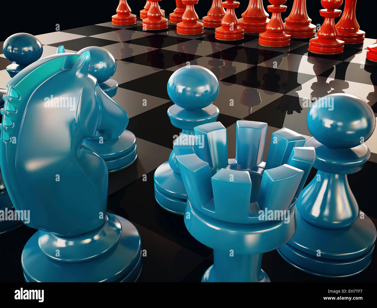 Chess board and pieces, illustration Stock Photo - Alamy