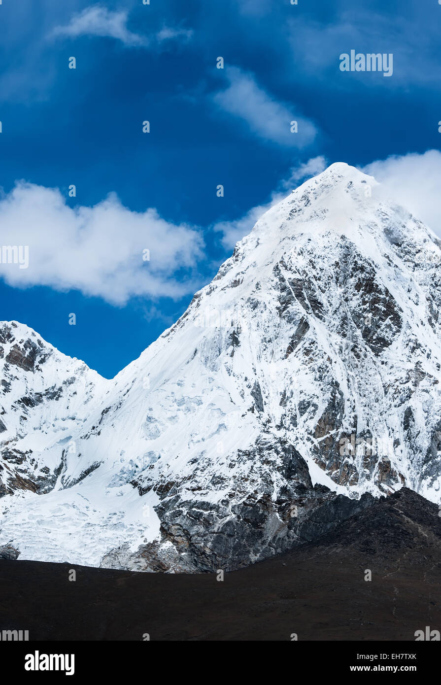 Kalapathar and Pumori summits in Himalaya. Travel to Nepal Stock Photo ...