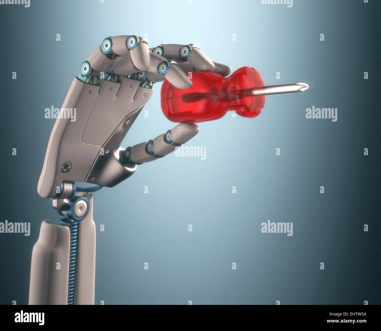 Robotic hand holding screwdriver Stock Photo - Alamy