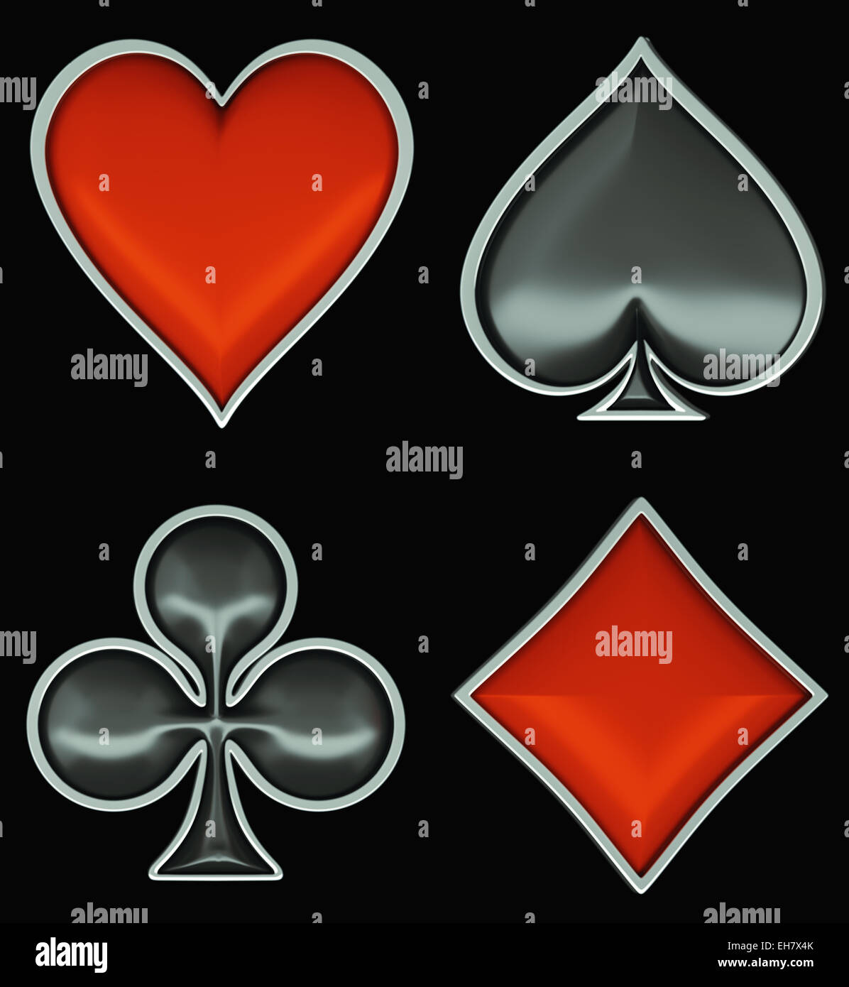 Card suits with gray framing isolated over black. Poker and casino ...