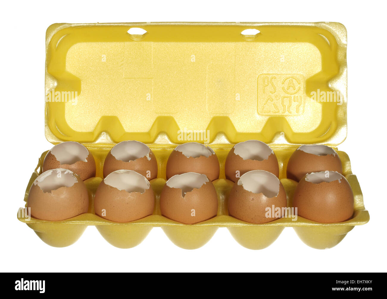 Box empty chicken eggs isolated on white background Stock Photo - Alamy