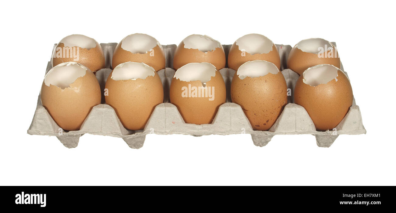 Box empty chicken eggs isolated on white background Stock Photo - Alamy