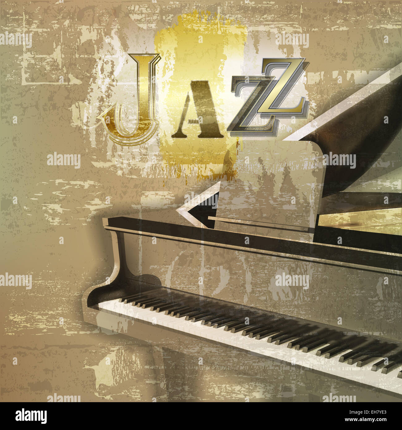 abstract green sound grunge background with grand piano and word Jazz ...