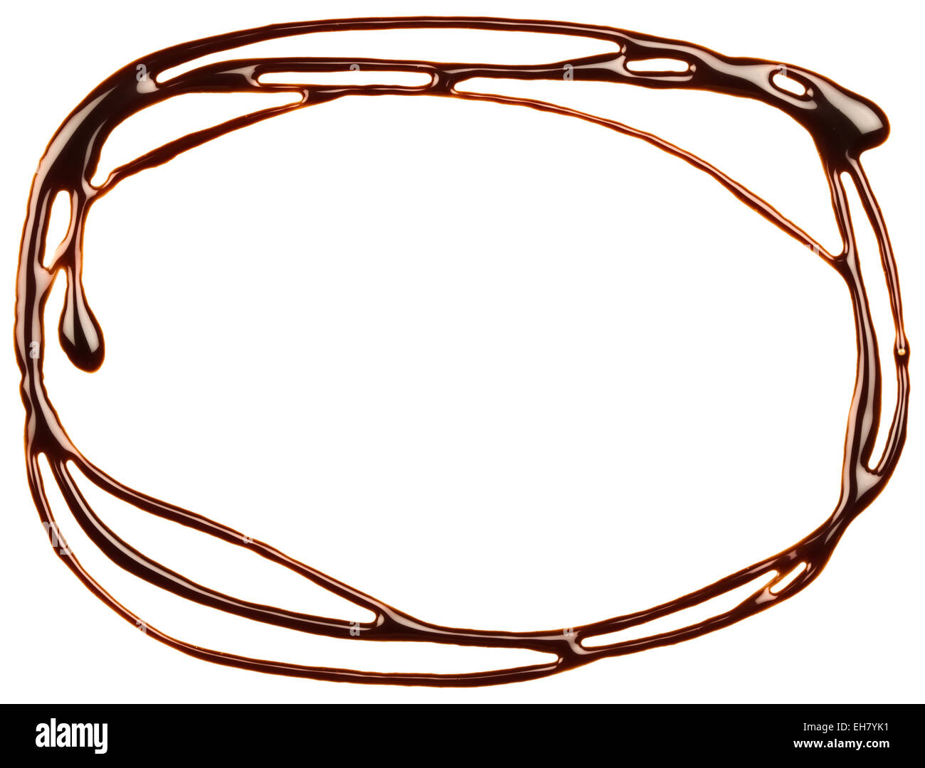 Chocolate syrup drip, frame is isolated on a white background Stock ...