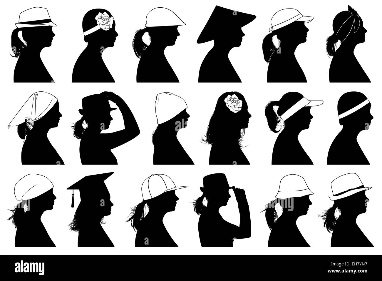 Illustration of women profiles Stock Photo - Alamy