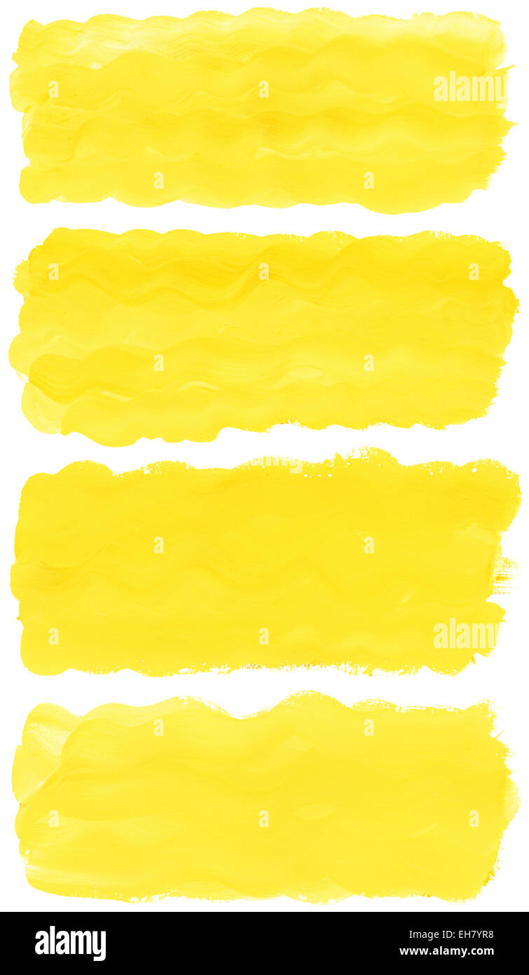 Set of watercolor paint brush strokes are isolated on a white ...
