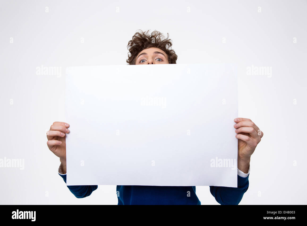 Happy guy looking paper hand hi-res stock photography and images - Alamy