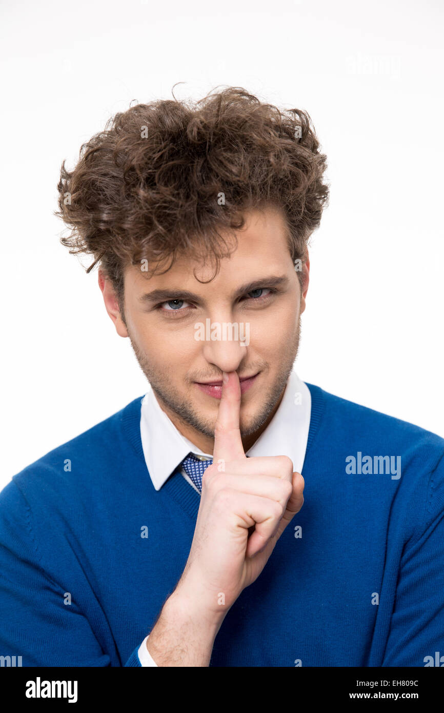 Face one finger over mouth hi-res stock photography and images - Alamy