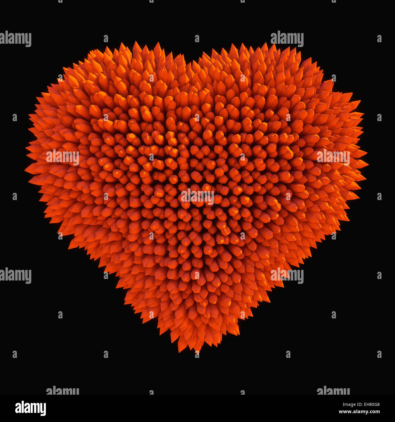 Dangerous love: sharp acidotus heart shape isolated over black Stock ...