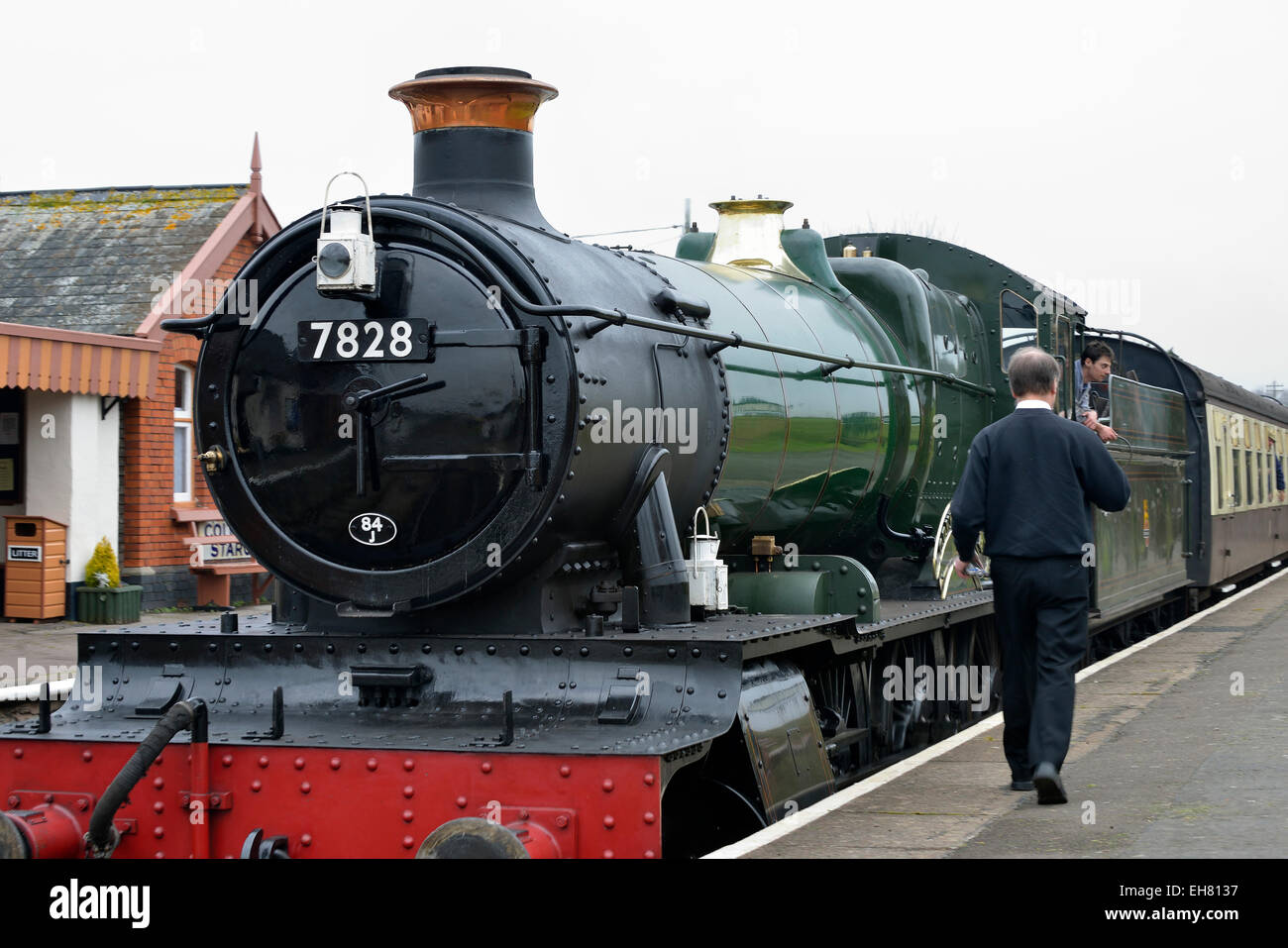 Odney Manor Steam Train in Blue Anchor Station West Somerset Railway ...