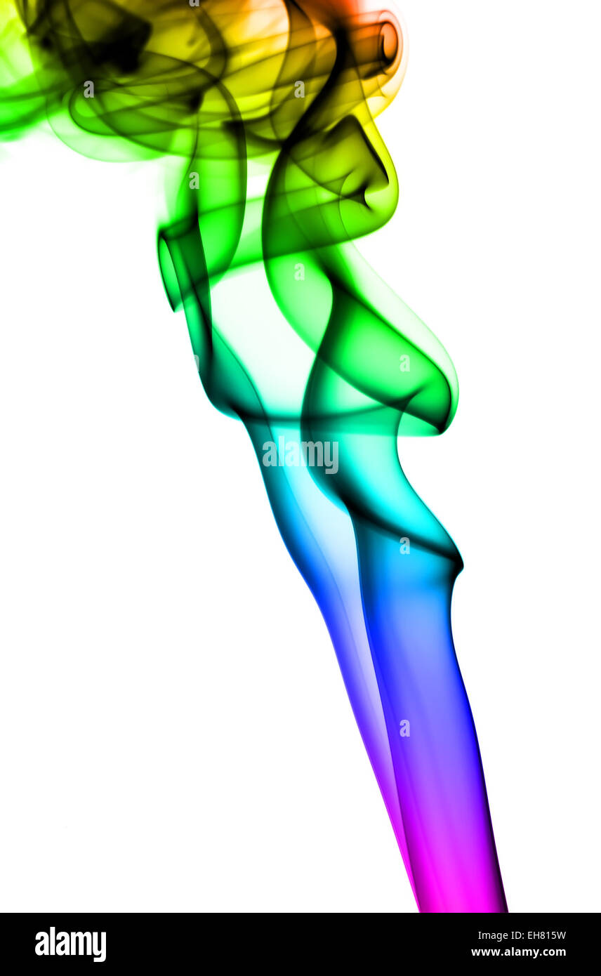 Abstract colorful smoke shape over the white background Stock Photo - Alamy